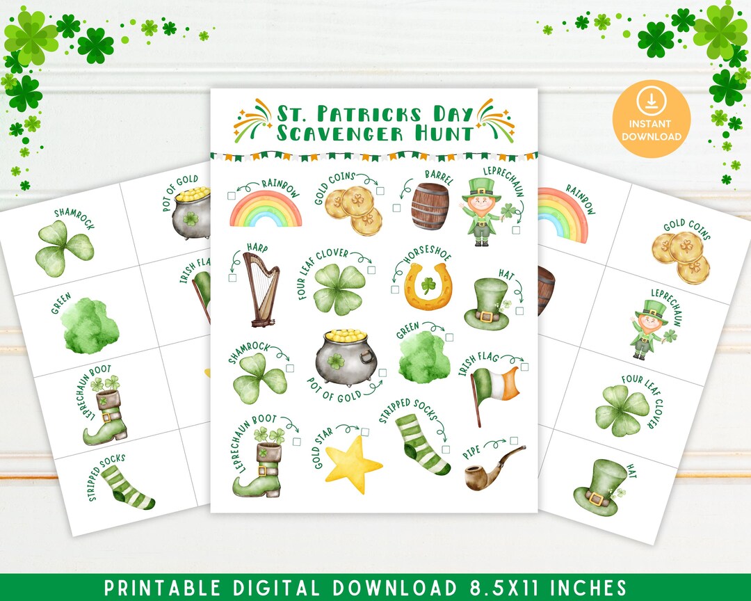 St Patrick's Day Scavenger Hunt, St. Patrick's Day Game, Printable ...