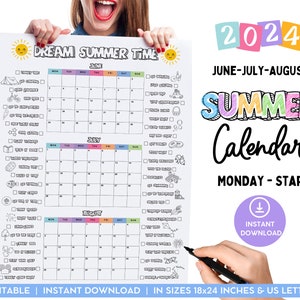 Summer Bucket List Printable, Summer Calendar, Summer Countdown, Summer ...