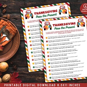 Thanksgiving Pass the Present Game, Printable Party Game (digital ...
