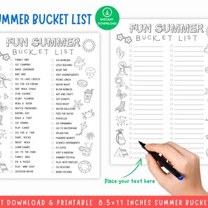 Summer Bucket List Printable, Family Bucket List, Summer Break Bucket ...
