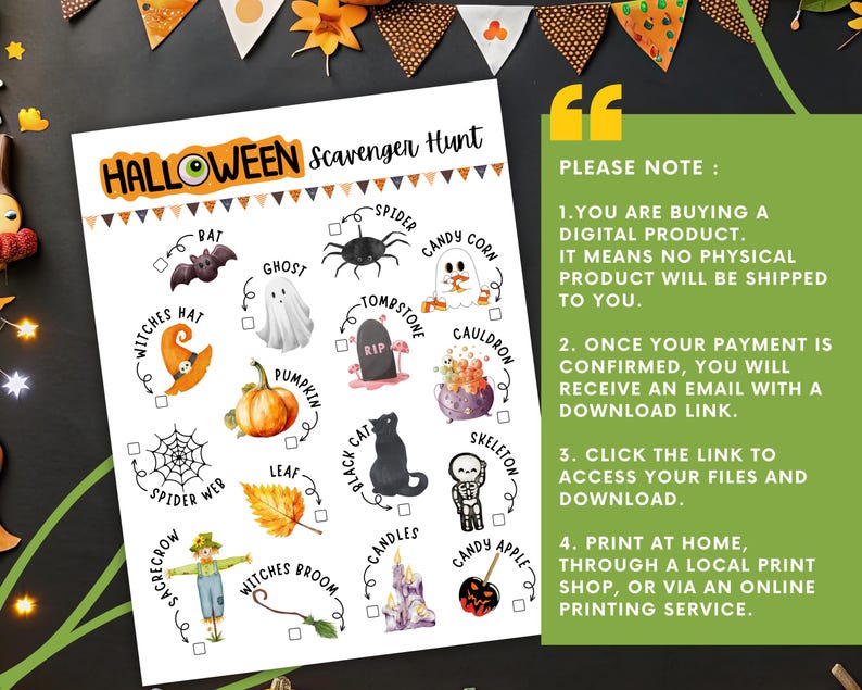 Halloween Scavenger Hunt Activity for Kids & Adults Printable Indoor ...