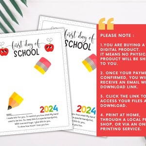 First Day of School Handprint Craft, Back to School Printable Preschool ...