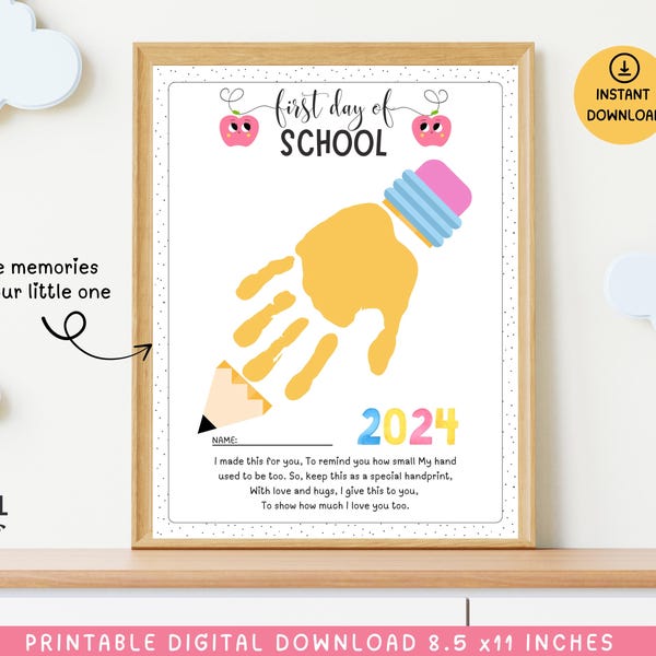 First Day of School Handprint Craft Back to School Printable Keepsake ...