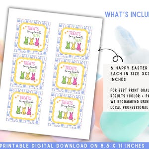 Printable Easter Peeps Treat Tags, Easter Basket Tags, Happy Easter ...