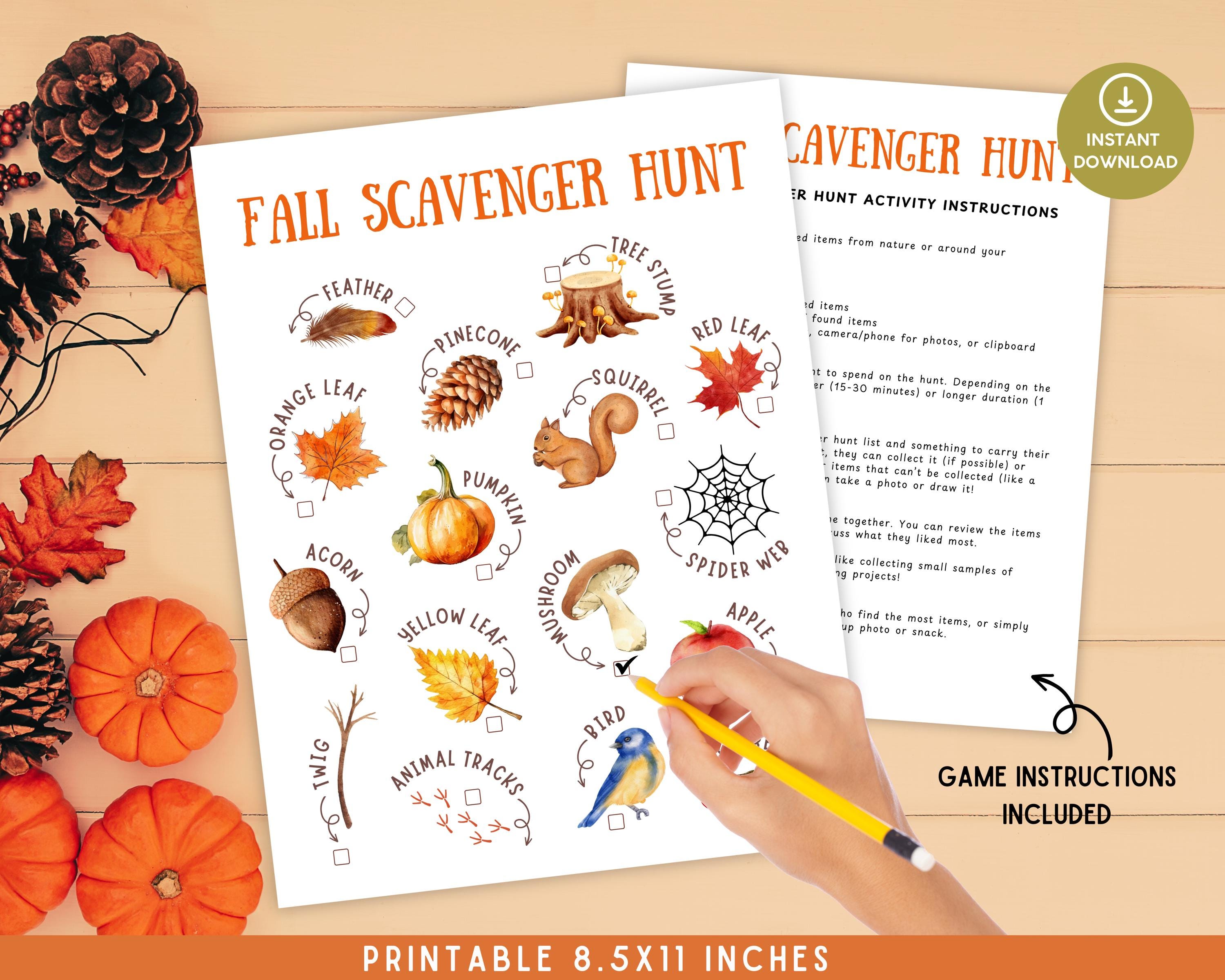 Fall Scavenger Hunt Activity for Kids & Adults Fall Activity Fall for ...