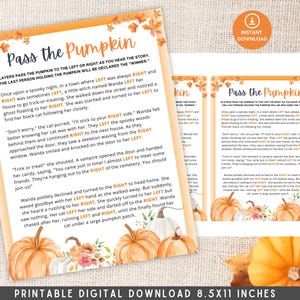 Pass the Pumpkin Game Halloween Printable, Left Right Game, Easy ...