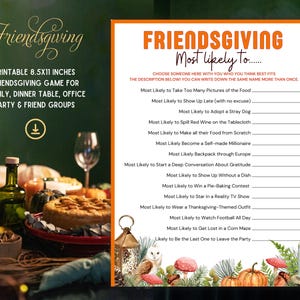 Friendsgiving Who is Most Likely To, Friendsgiving Icebreaker Game for ...