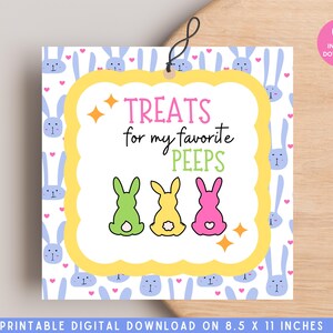 Printable Easter Peeps Treat Tags, Easter Basket Tags, Happy Easter ...