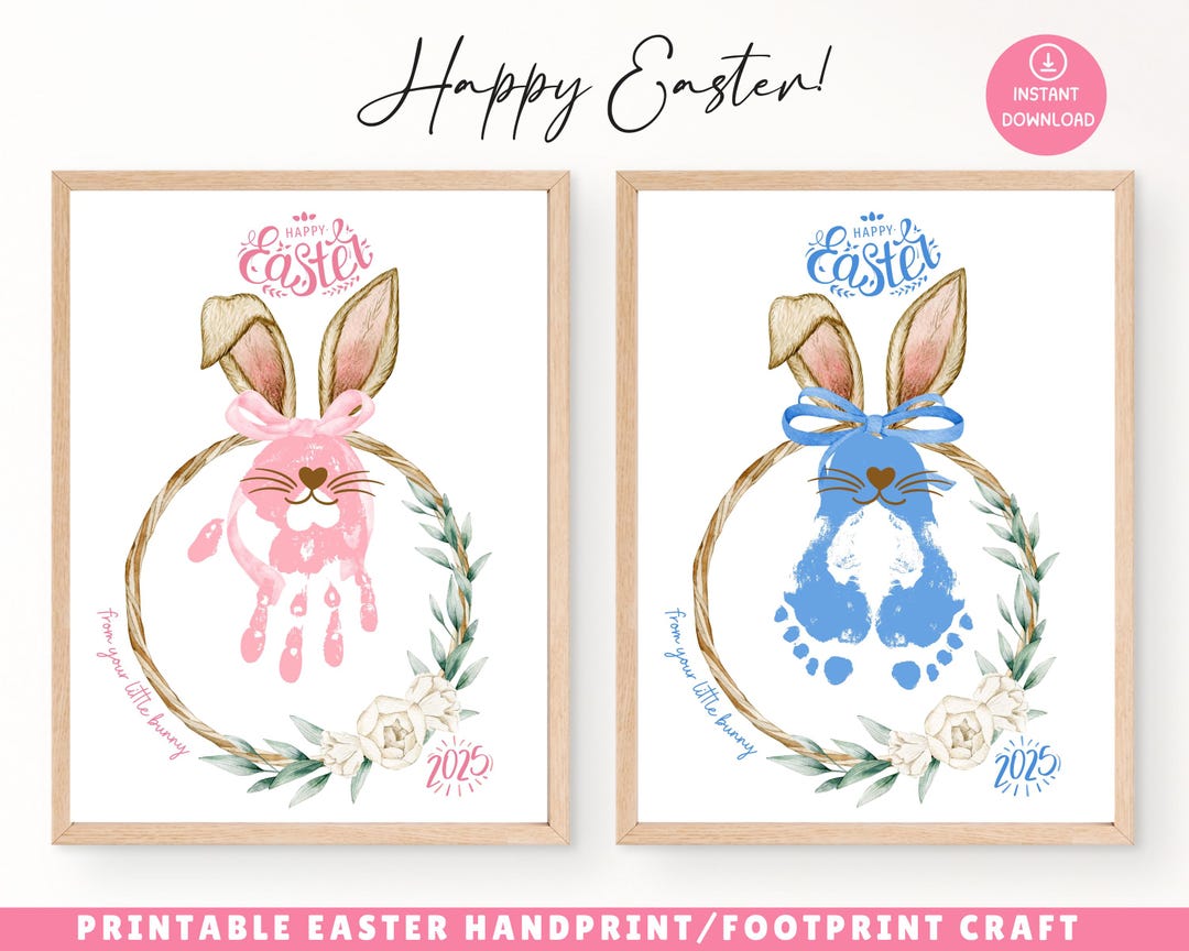 Easter Handprint Footprint Art Little Bunny Spring DIY Gift Keepsake ...