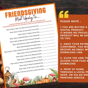 Friendsgiving Who is Most Likely To, Friendsgiving Icebreaker Game for ...