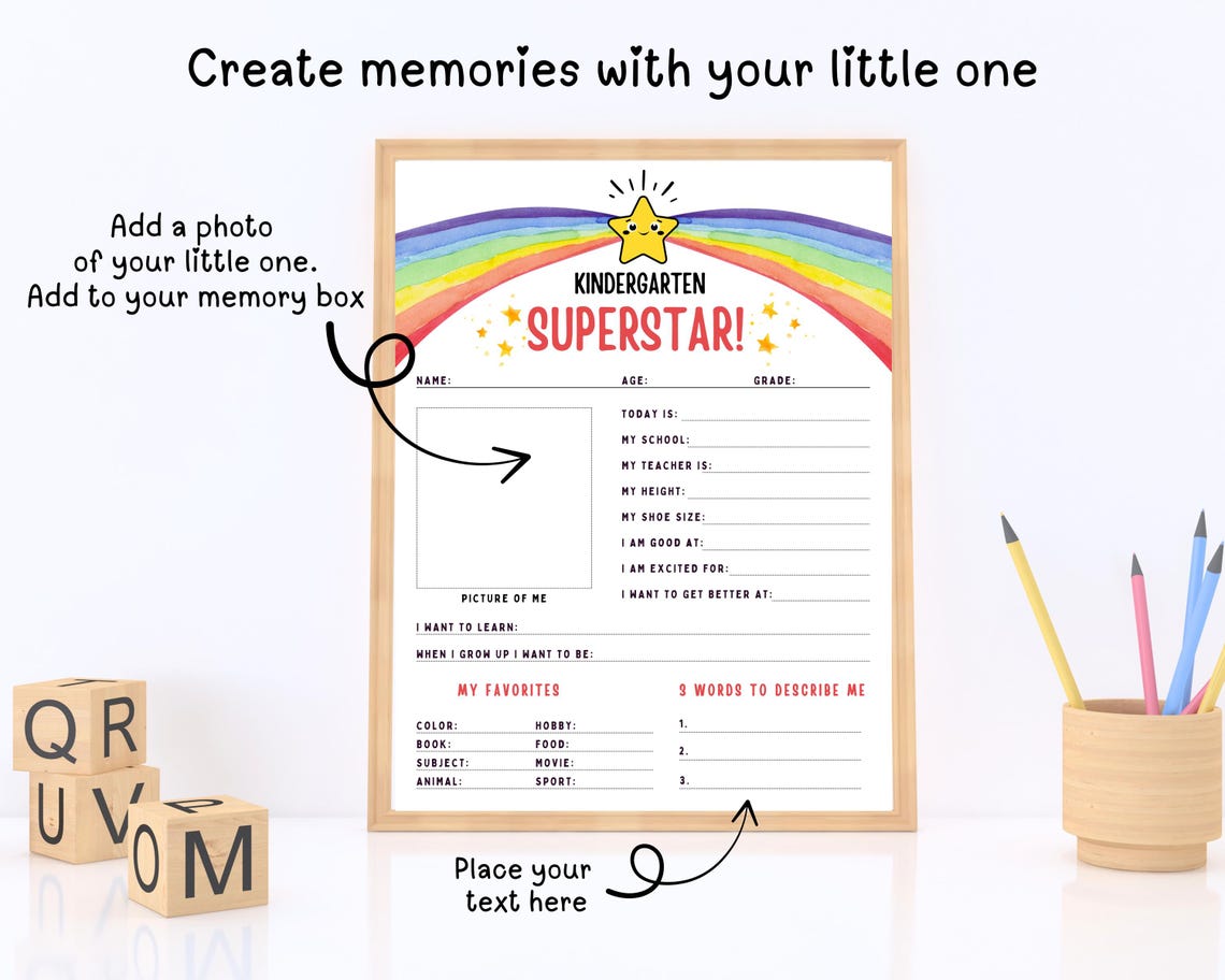 Kindergarten Interview Printable, All About Me Keepsake (digital ...