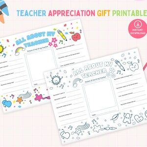 All About My Teacher Gift, Teacher Thank You Coloring Page Kids, Thank ...