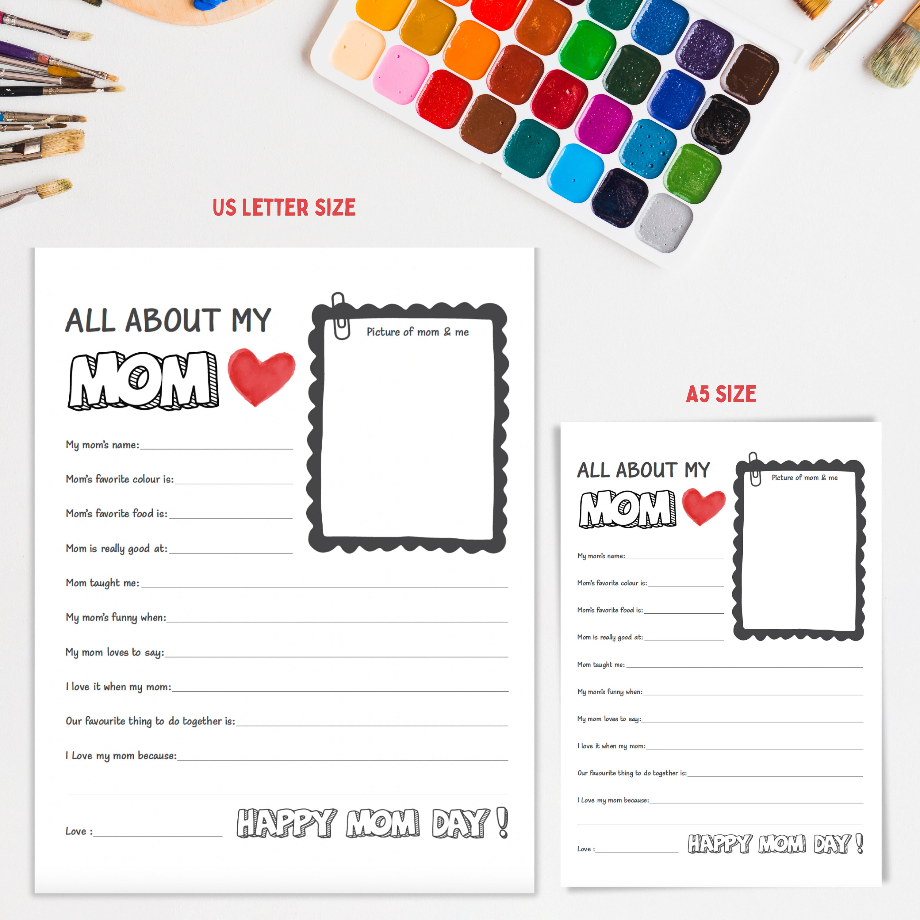 Mothers Day Questionnaire, Mothers Day Gift, Mothers Day Printable ...