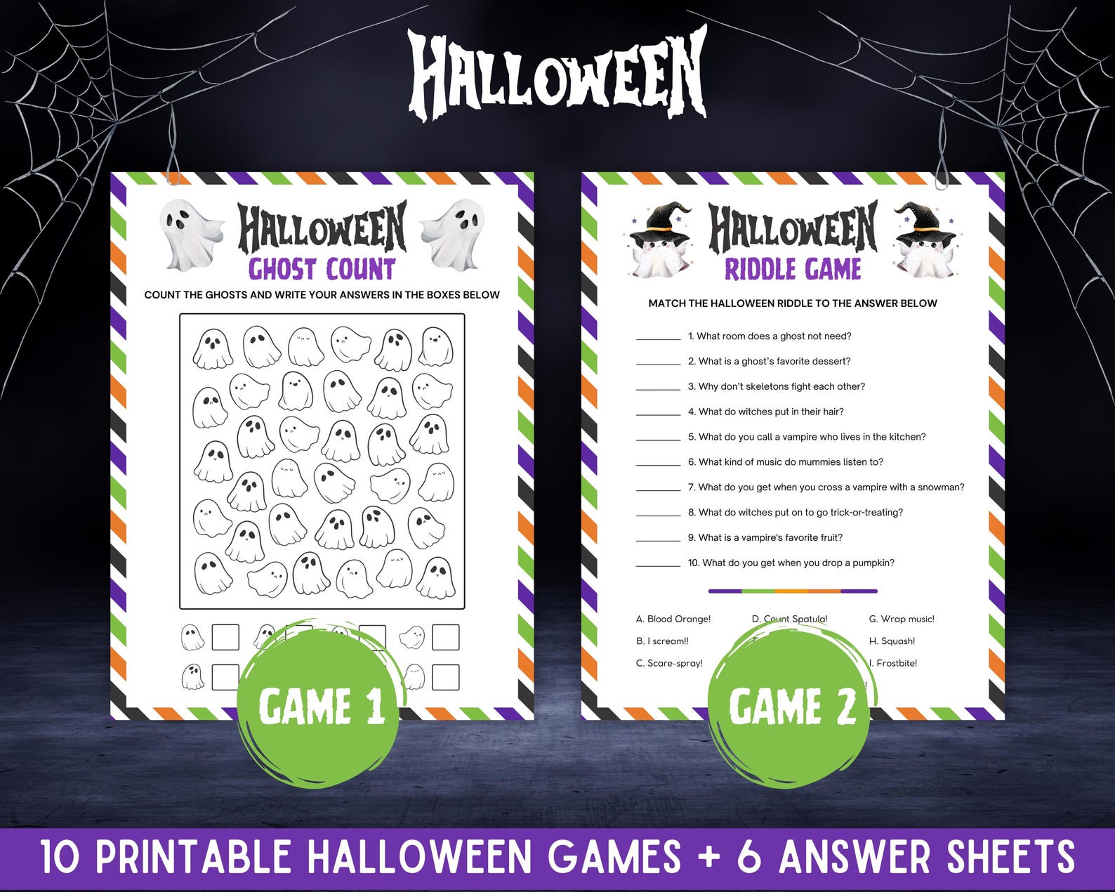 Halloween Printable 10 Game Bundle Halloween Party Games Halloween ...
