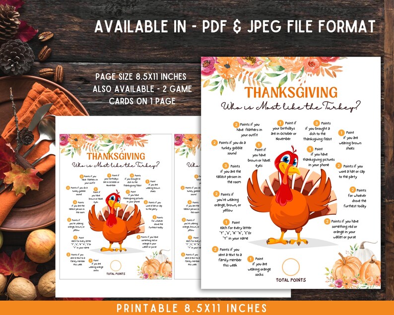 Family & Friends Thanksgiving Game, Dinner Table Game, Office Party ...