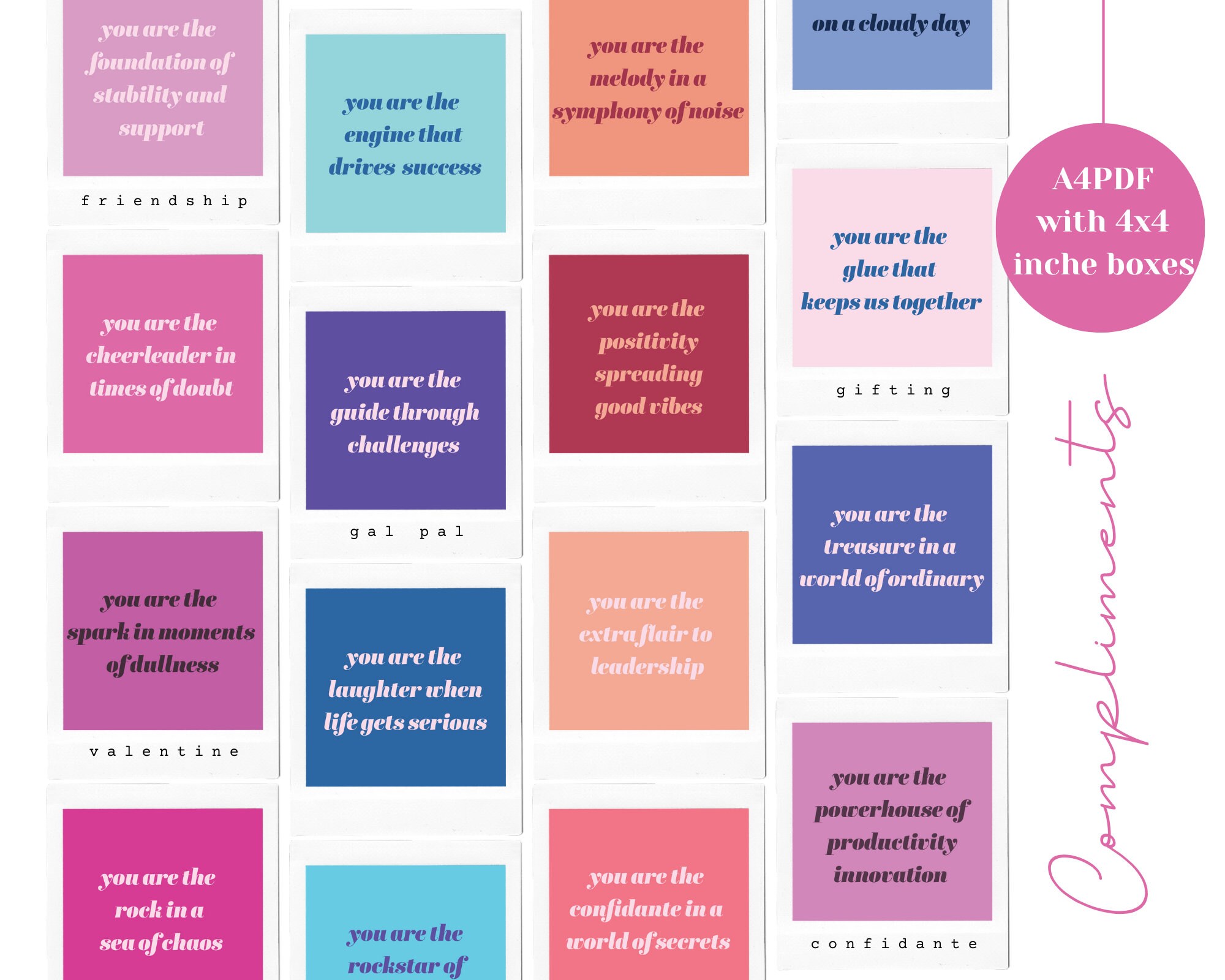 20 Mini Encouragement Card for Cubicle Decor, Words With Friends ...
