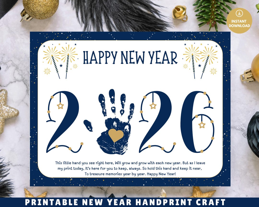 2026 New Year's Handprint Craft for Kids, Printable Poem Keepsake ...