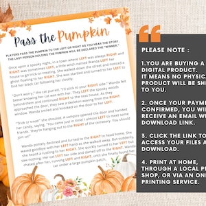 Pass the Pumpkin Game Halloween Printable, Left Right Game, Easy ...