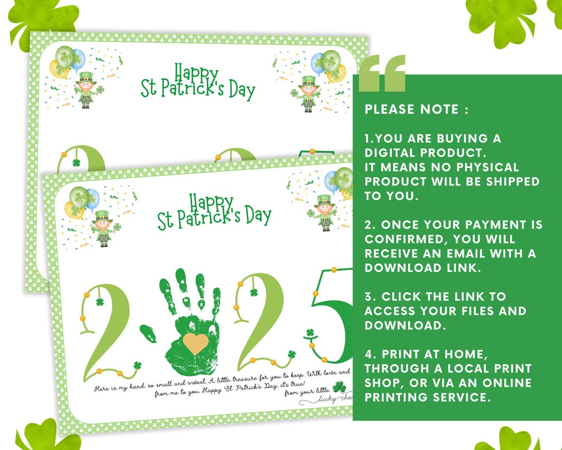 St. Patrick's Day Handprint Craft, 2025 St. Patrick's Day Handprint ...