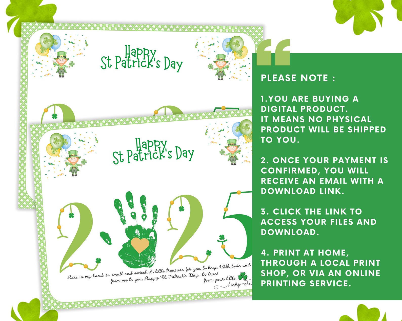 St. Patrick's Day Handprint Craft, 2025 St. Patrick's Day Handprint ...