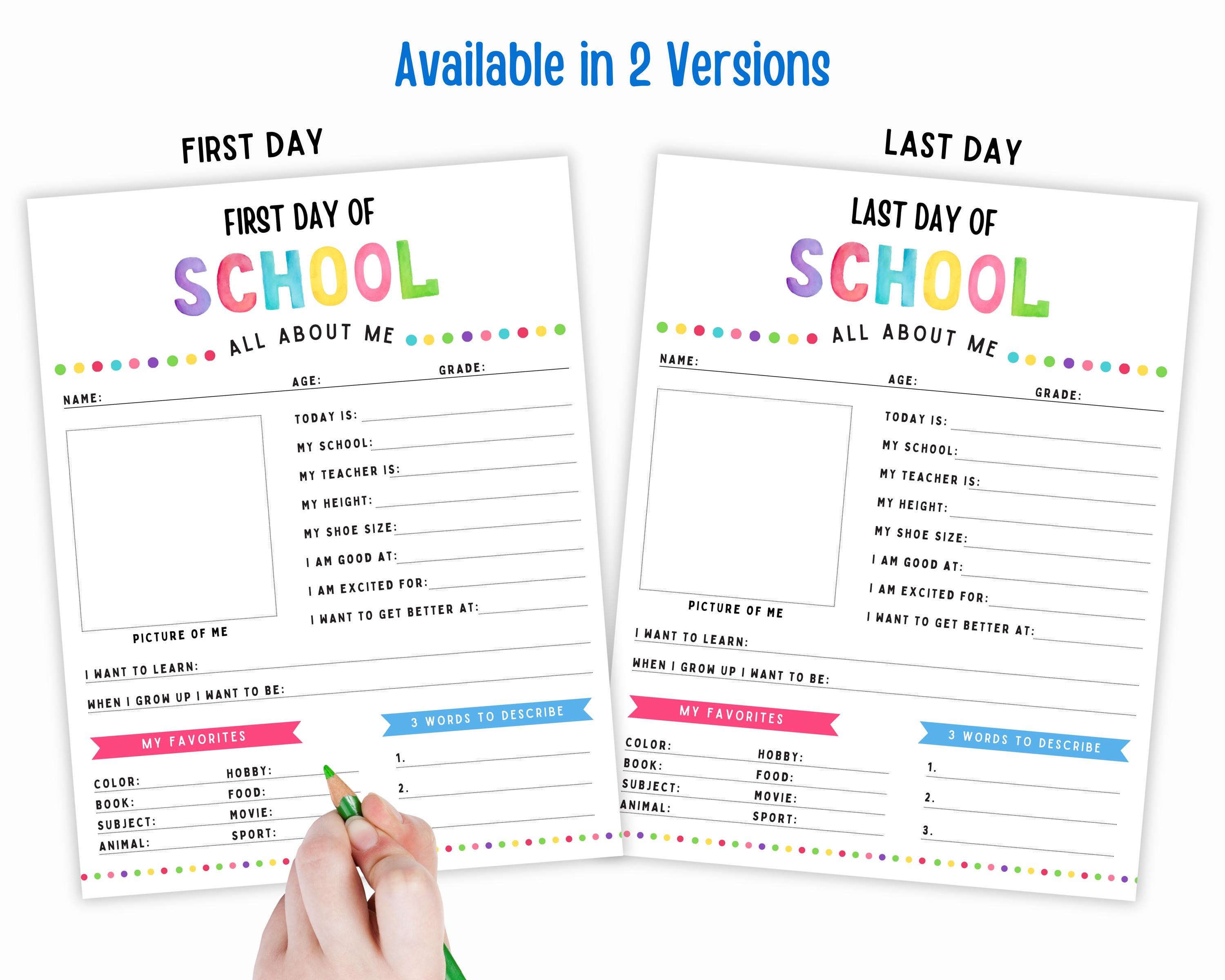First Day of School Card Interview Memory Box Questions Back to School ...