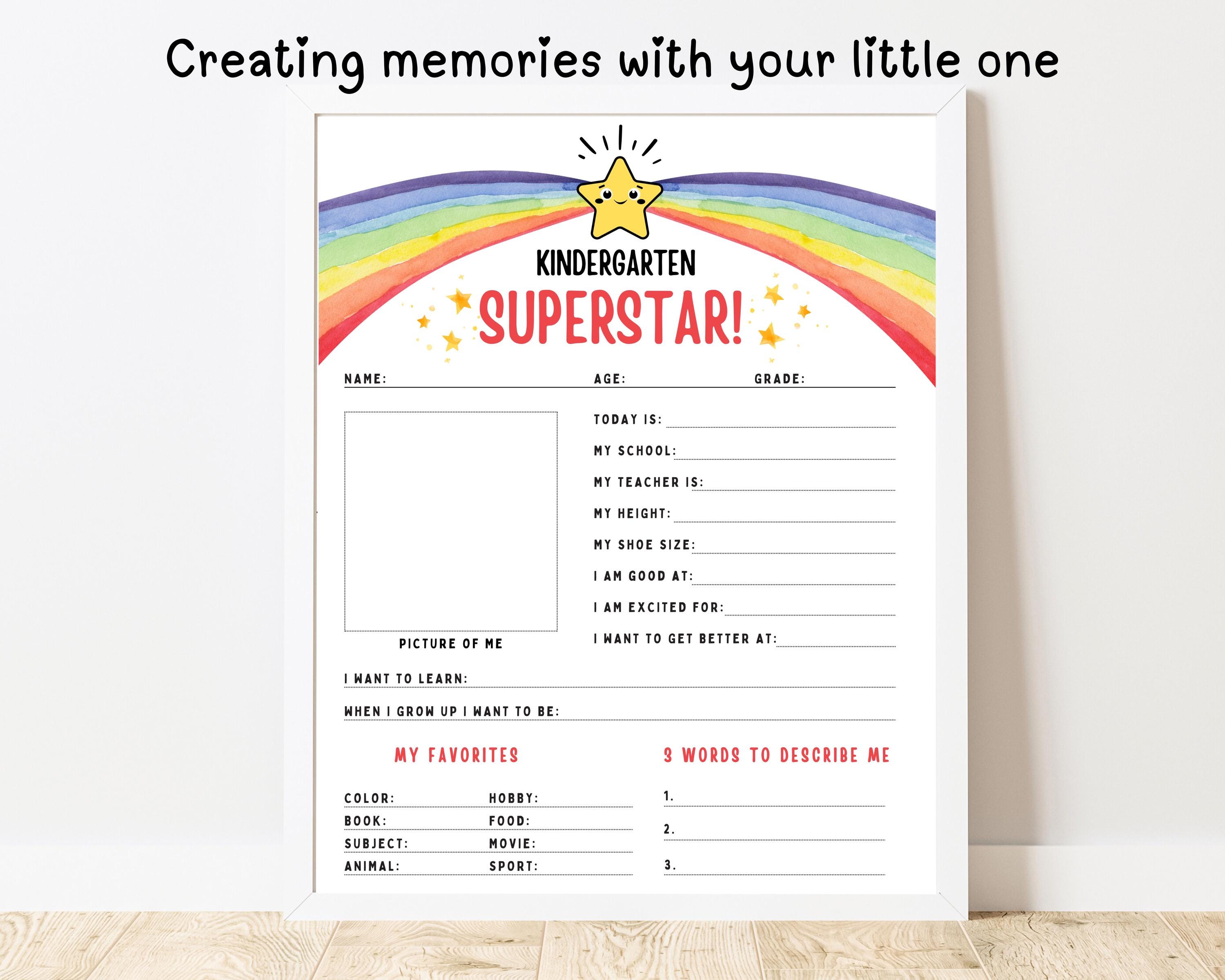 Kindergarten Interview Printable, All About Me Keepsake (digital ...