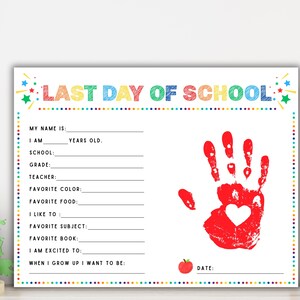 Last Day of School Graduation, Preschool Graduation Handprint, DIY ...