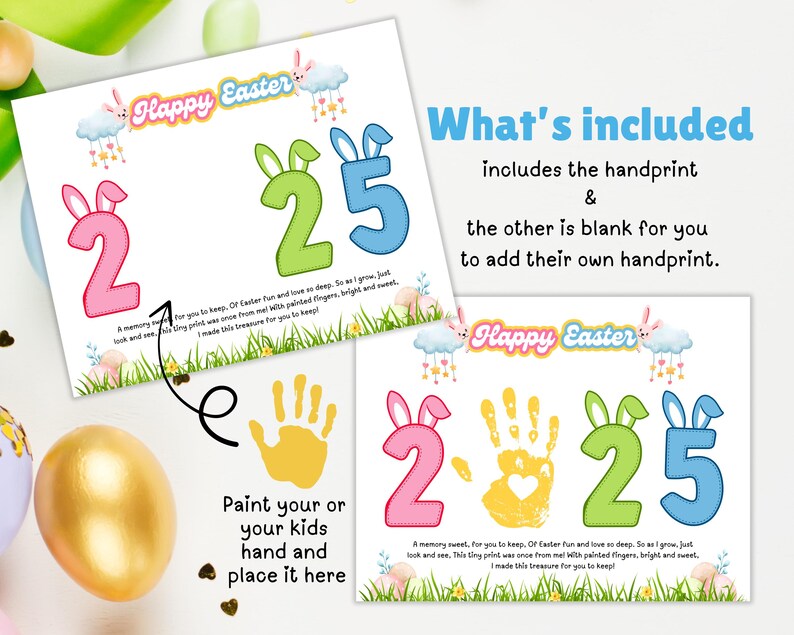 Easter Handprint Craft 2025, Memory Keepsake Craft, Bunny Handprint DIY ...
