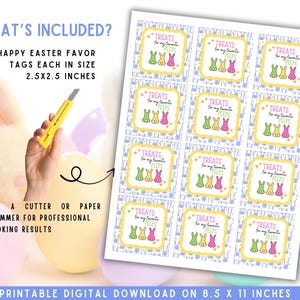 Printable Easter Peeps Treat Tags, Easter Basket Tags, Happy Easter ...