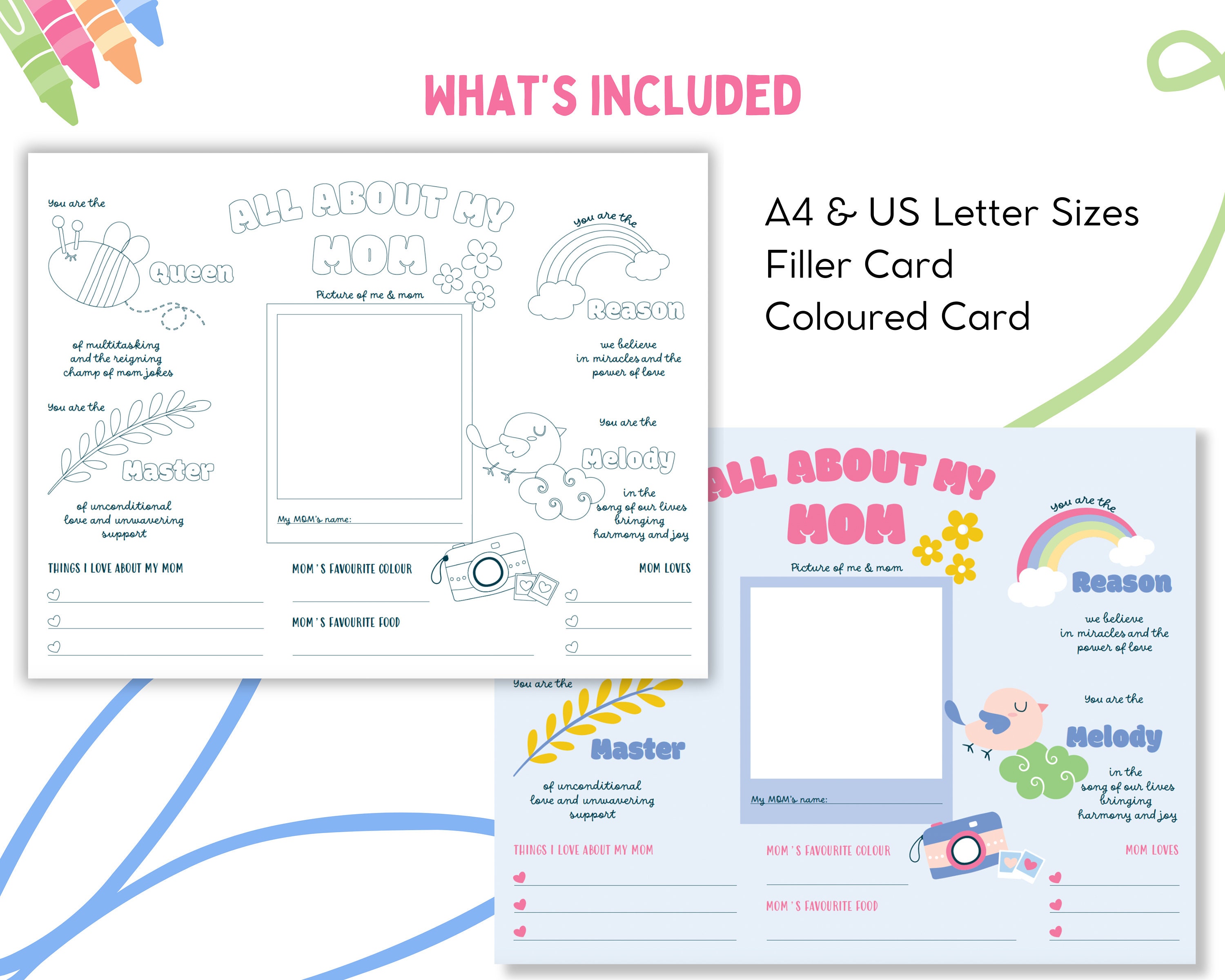 Mother's Day Printable, All About My Mom, Mothers Day Gift, Card for ...