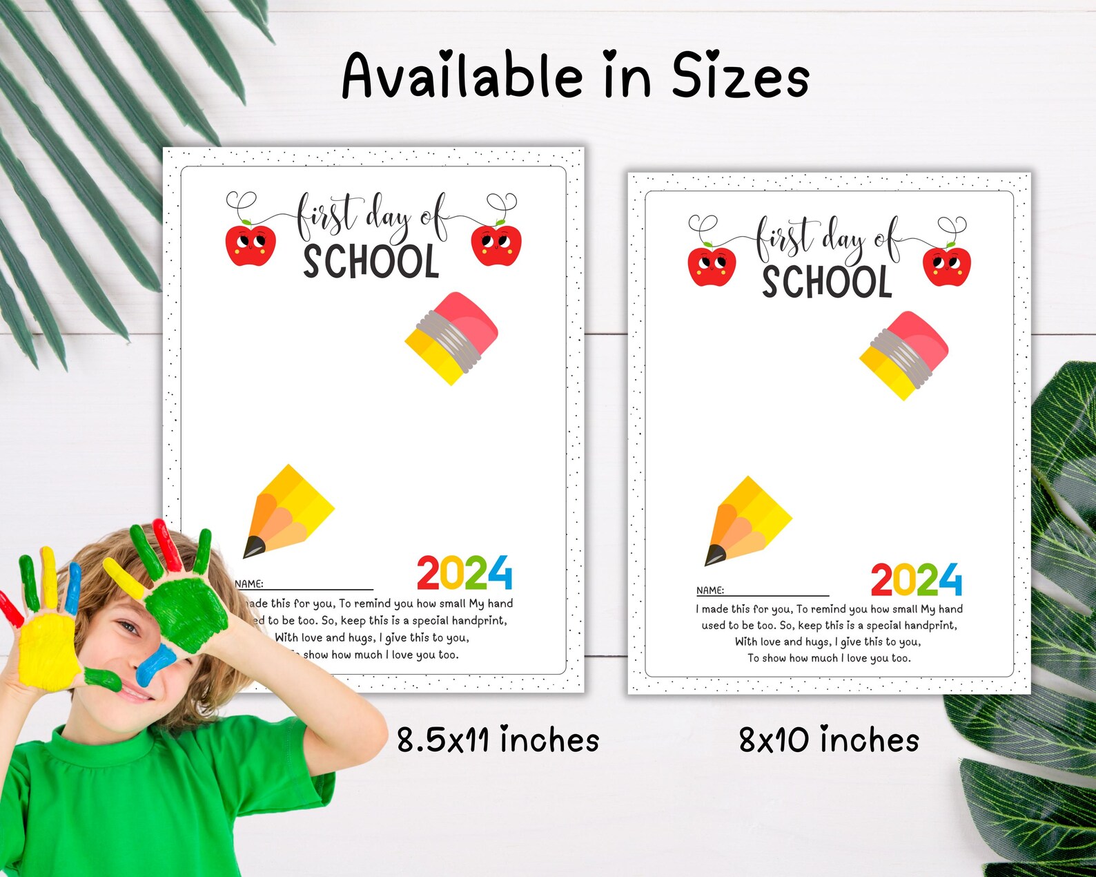 First Day of School Handprint Craft, Back to School Printable Preschool ...
