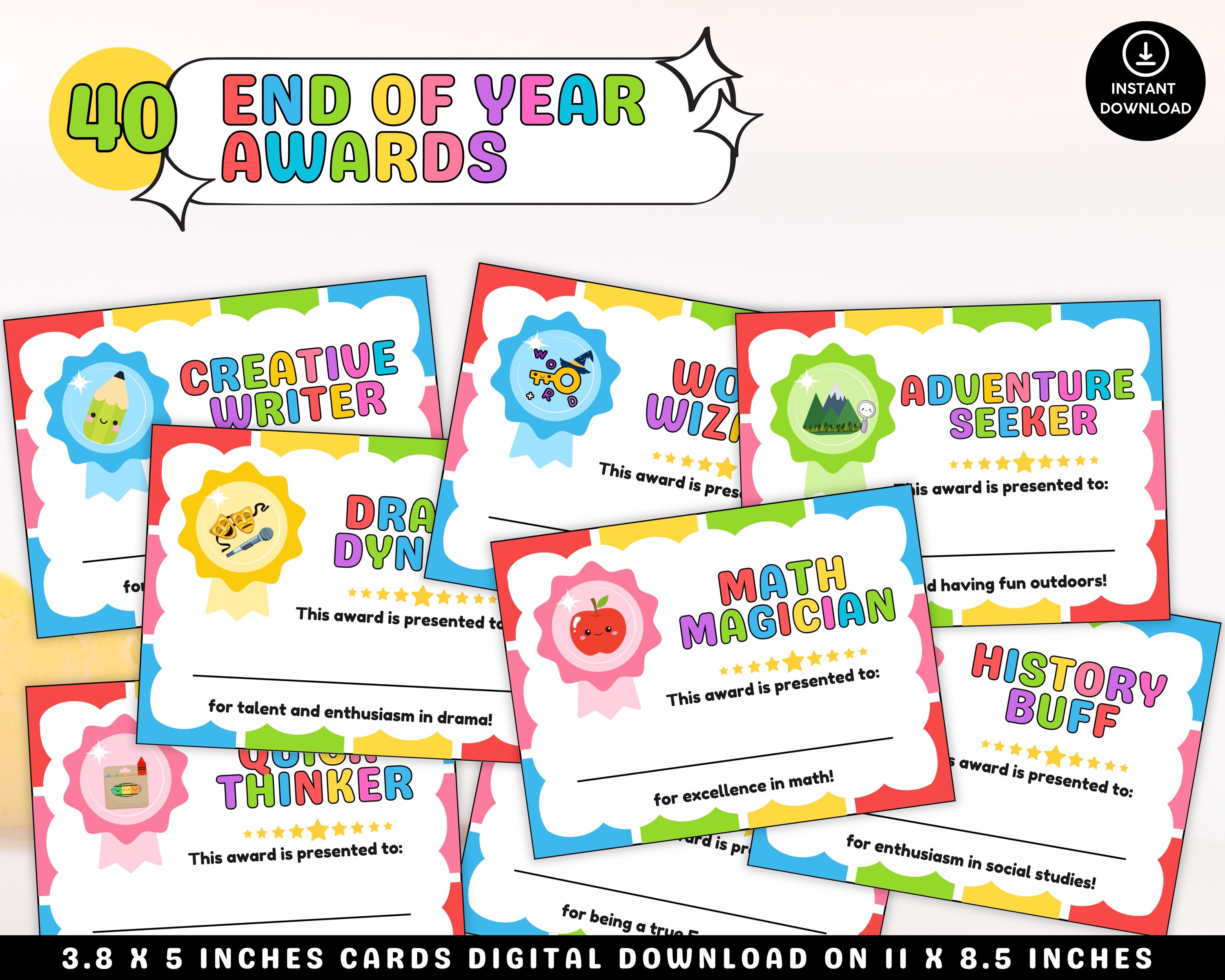 Classroom End of Year Awards, Printable Student Certificates, Printable ...