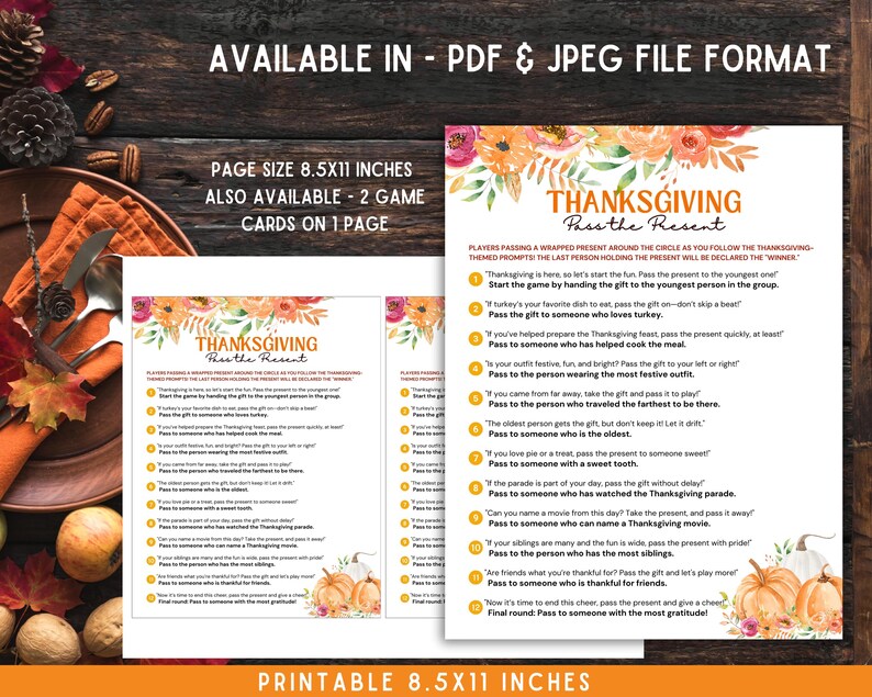 Pass the Pumpkin Game Printable, Prize Left Right Game, Easy ...