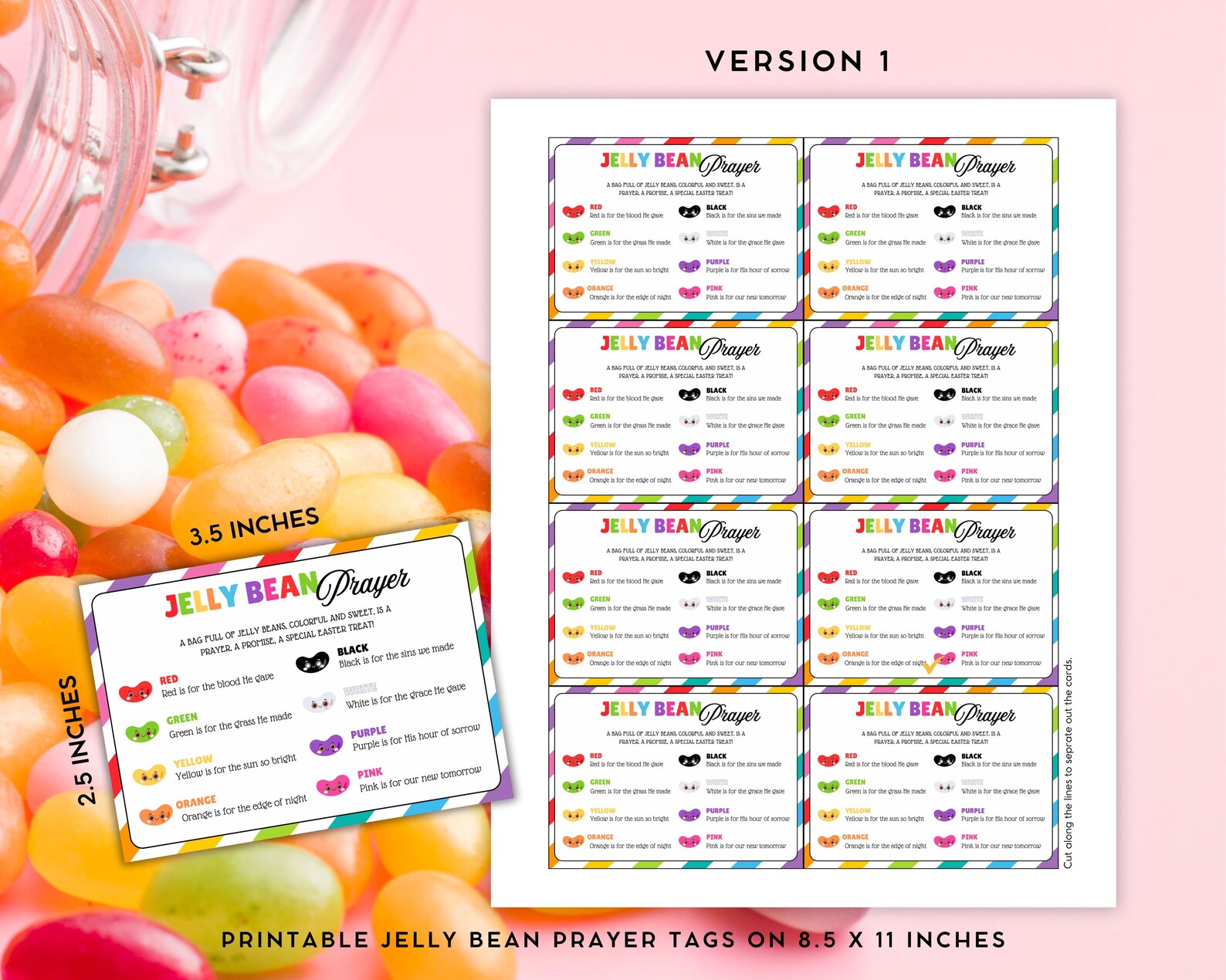 Jelly Bean Prayer Poem Printable - Religious Gift Tags, Easter Basket ...
