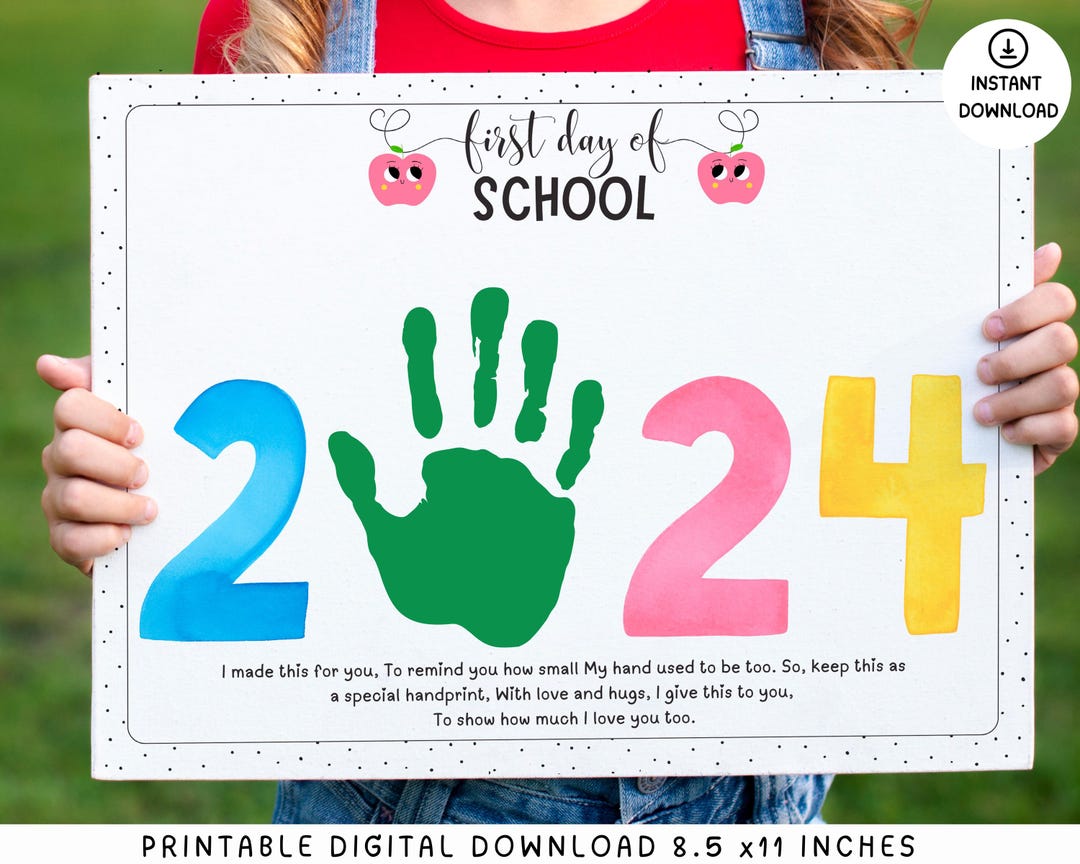 First Day of School Handprint Art, Kindergarten Preschool Craft, Memory ...