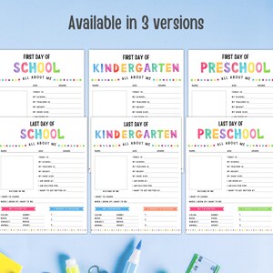 First Day of School Kindergarten Preschool Interview Card Printable All ...