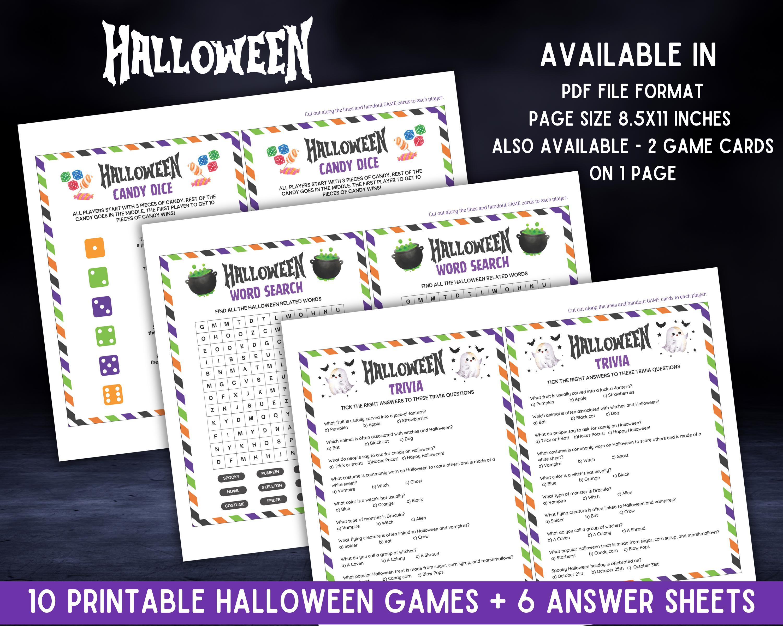 Halloween Printable 10 Game Bundle Halloween Party Games Halloween ...