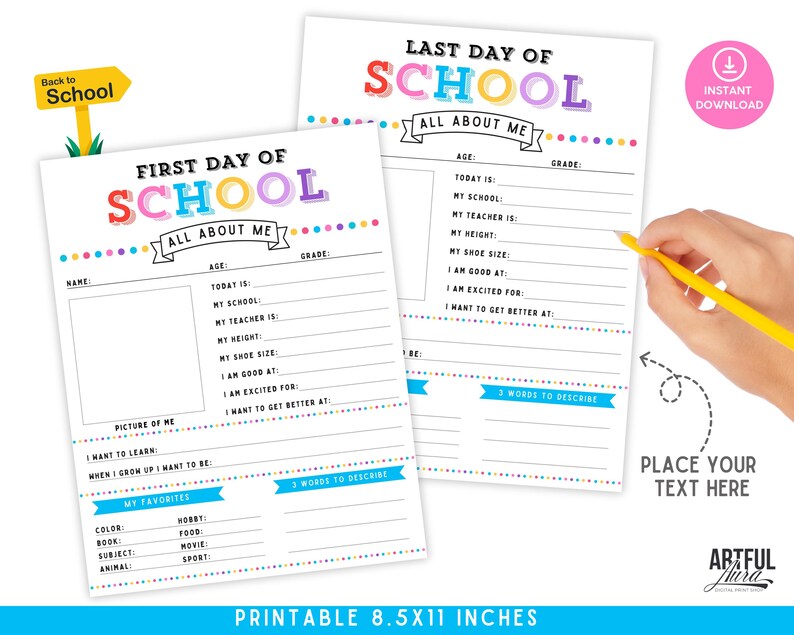 All About Me Popular Printables First Day of School Interview Back to ...