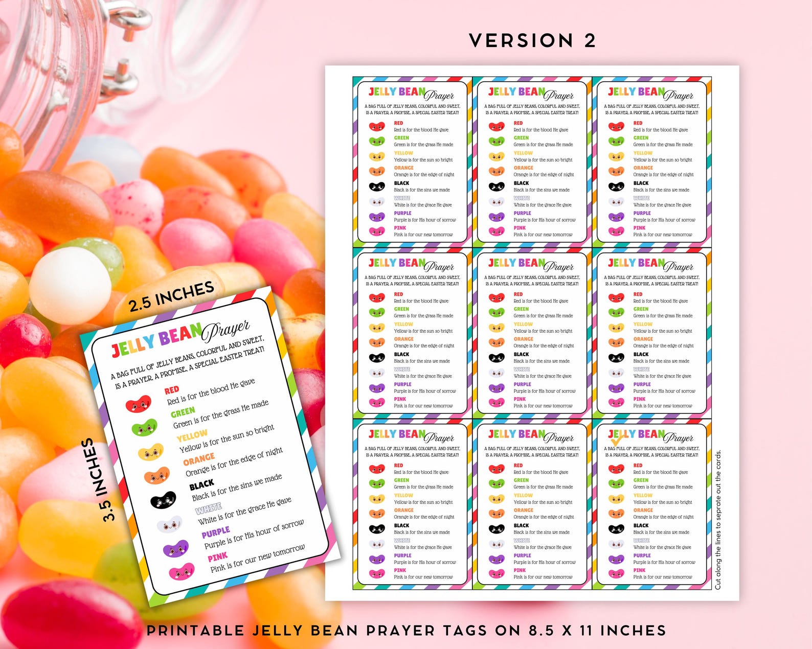 Jelly Bean Prayer Poem Printable - Religious Gift Tags, Easter Basket ...