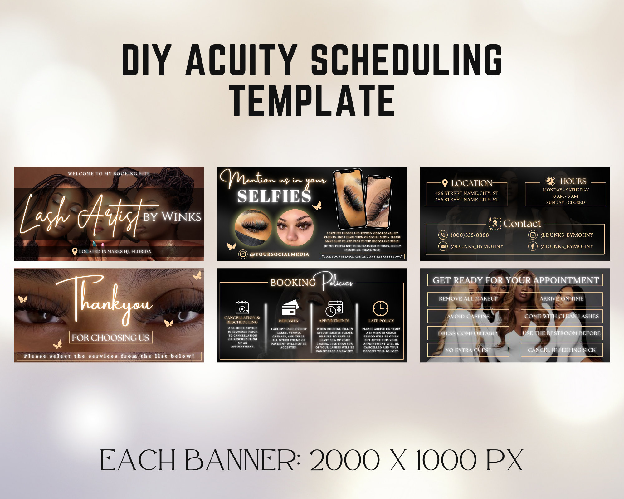 07 Editable Acuity Template, DIY Acuity Scheduling Site, Lash Tech ...