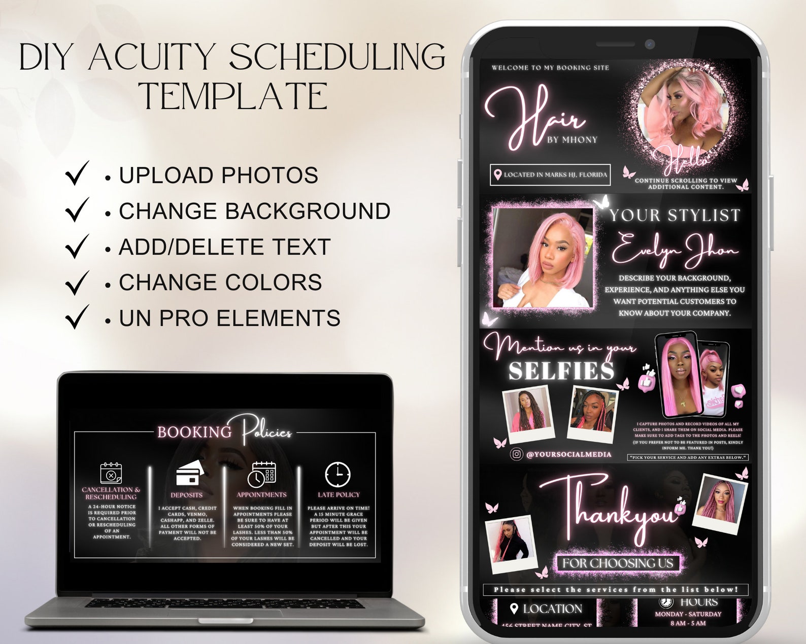 07 Editable Acuity Template, DIY Acuity Scheduling Site, Lash Tech ...