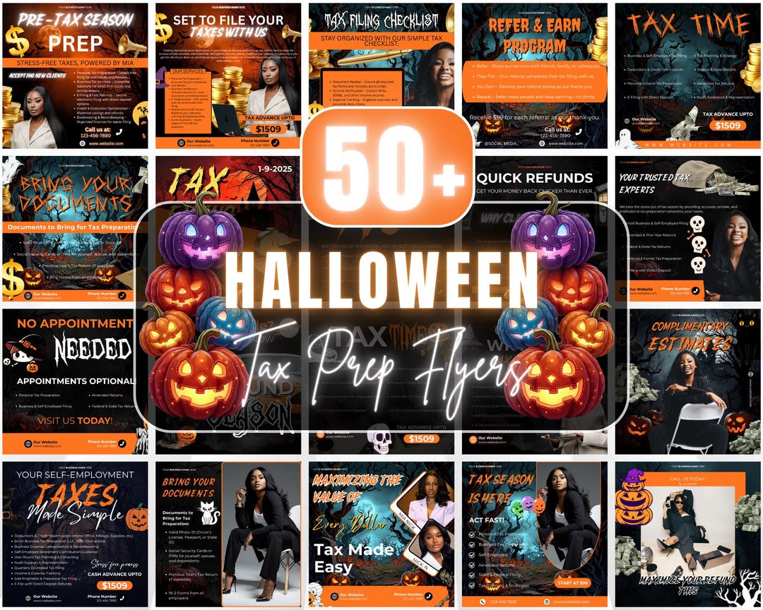 50+ Halloween Tax Professional Templates | Tax Prep Flyer | Tax Season ...