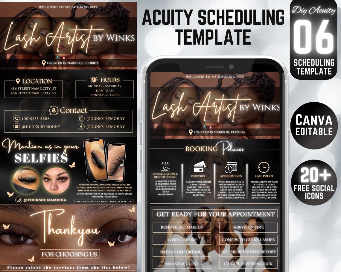 07 Editable Acuity Template DIY Acuity Scheduling Site Lash - Etsy