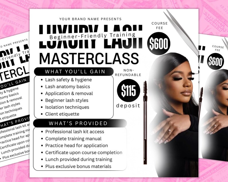 Diy Editable Lash Class Flyer Template - Lash Course Training Flyer ...