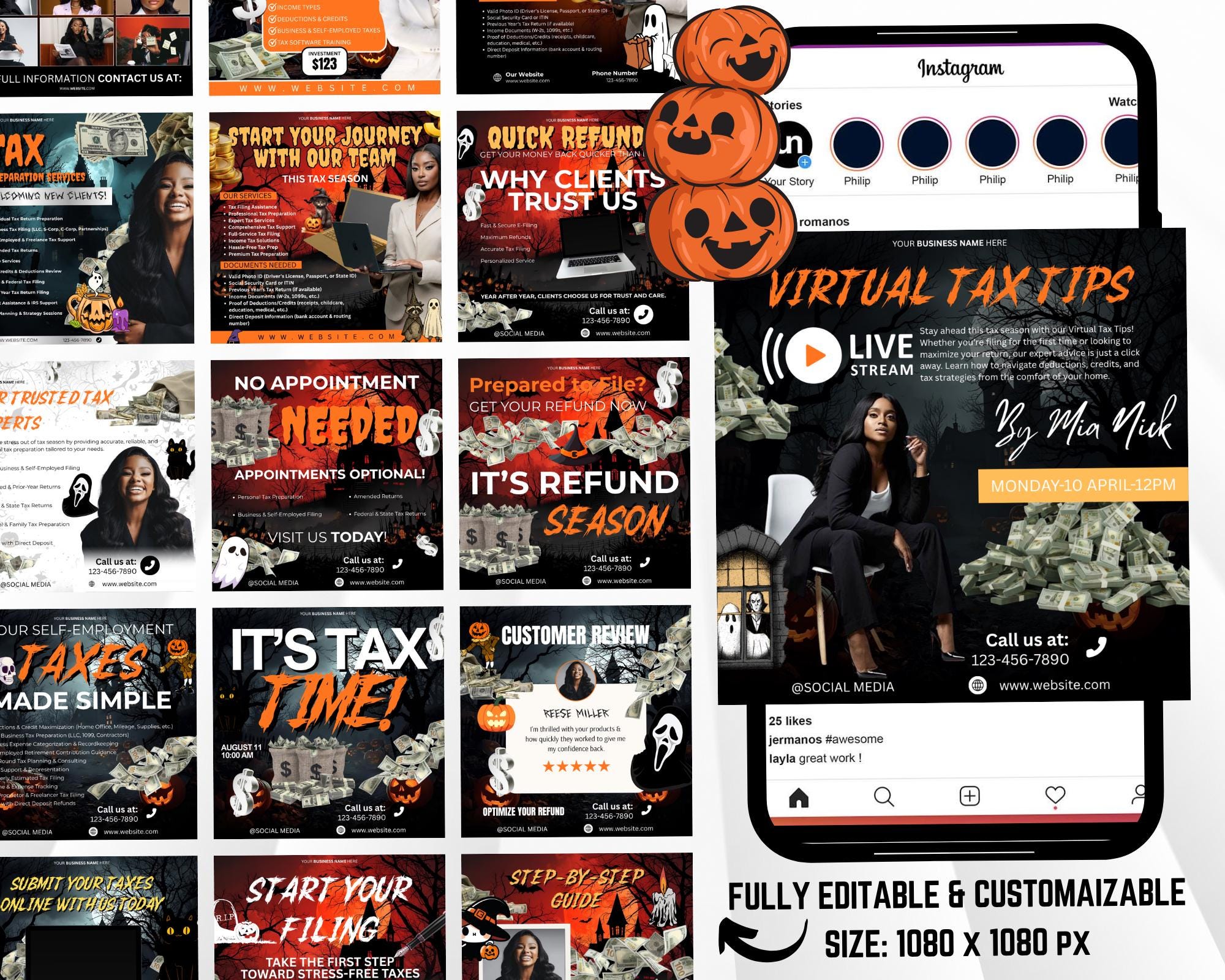 50+ Halloween Tax Professional Templates | Tax Prep Flyer | Tax Season ...