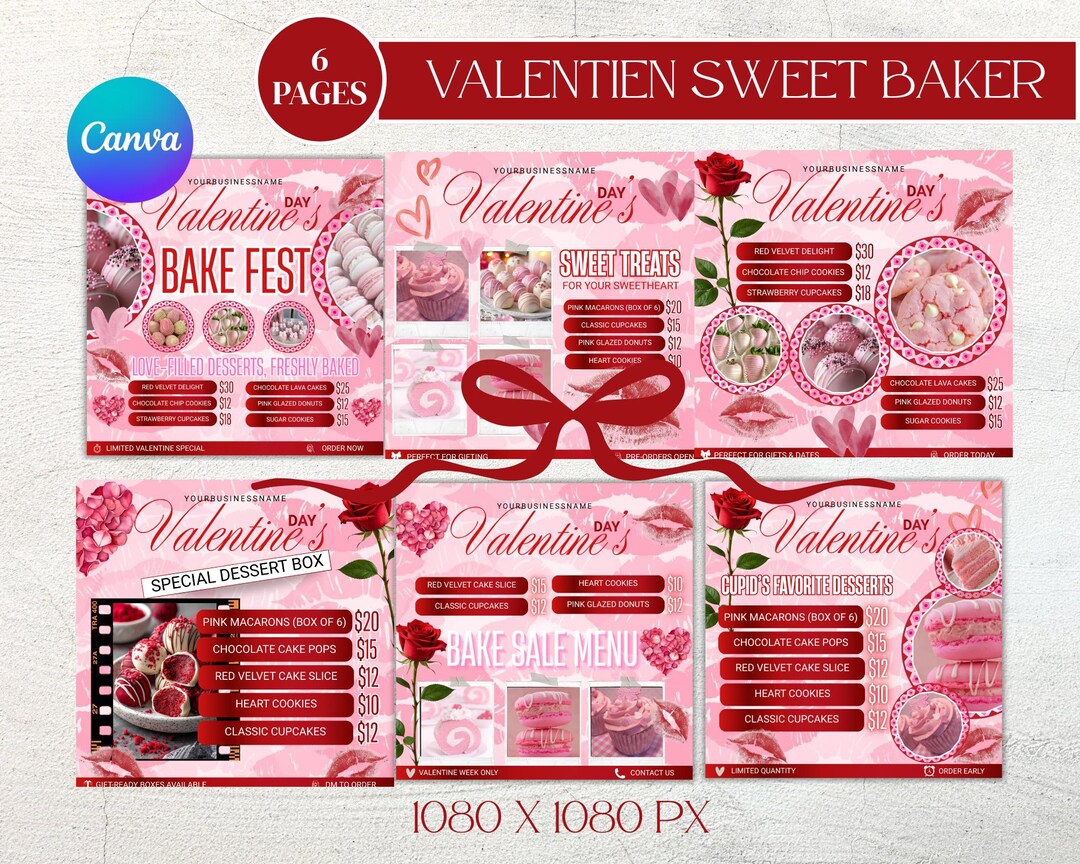 Valentines Day Bakery Bundle Flyer, Bake Shop Price List Template ...
