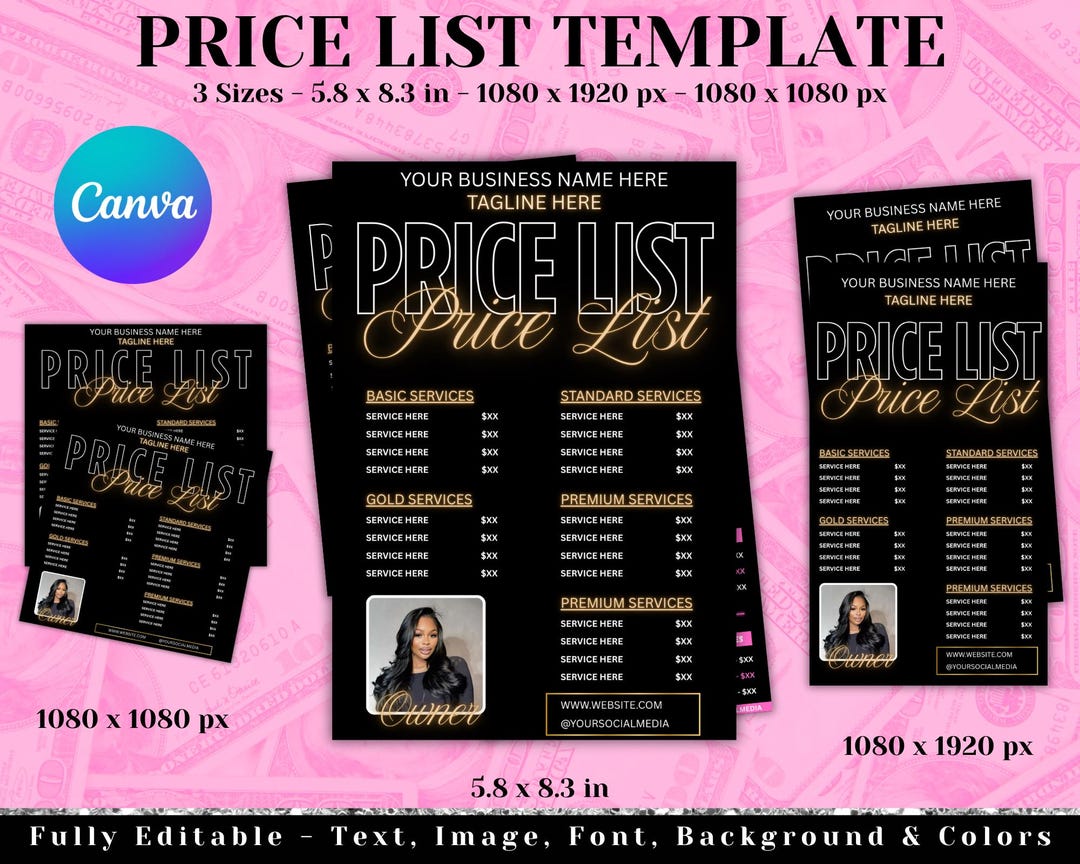 Editable Price List Template,price List Flyer,hair Price List,flyer ...