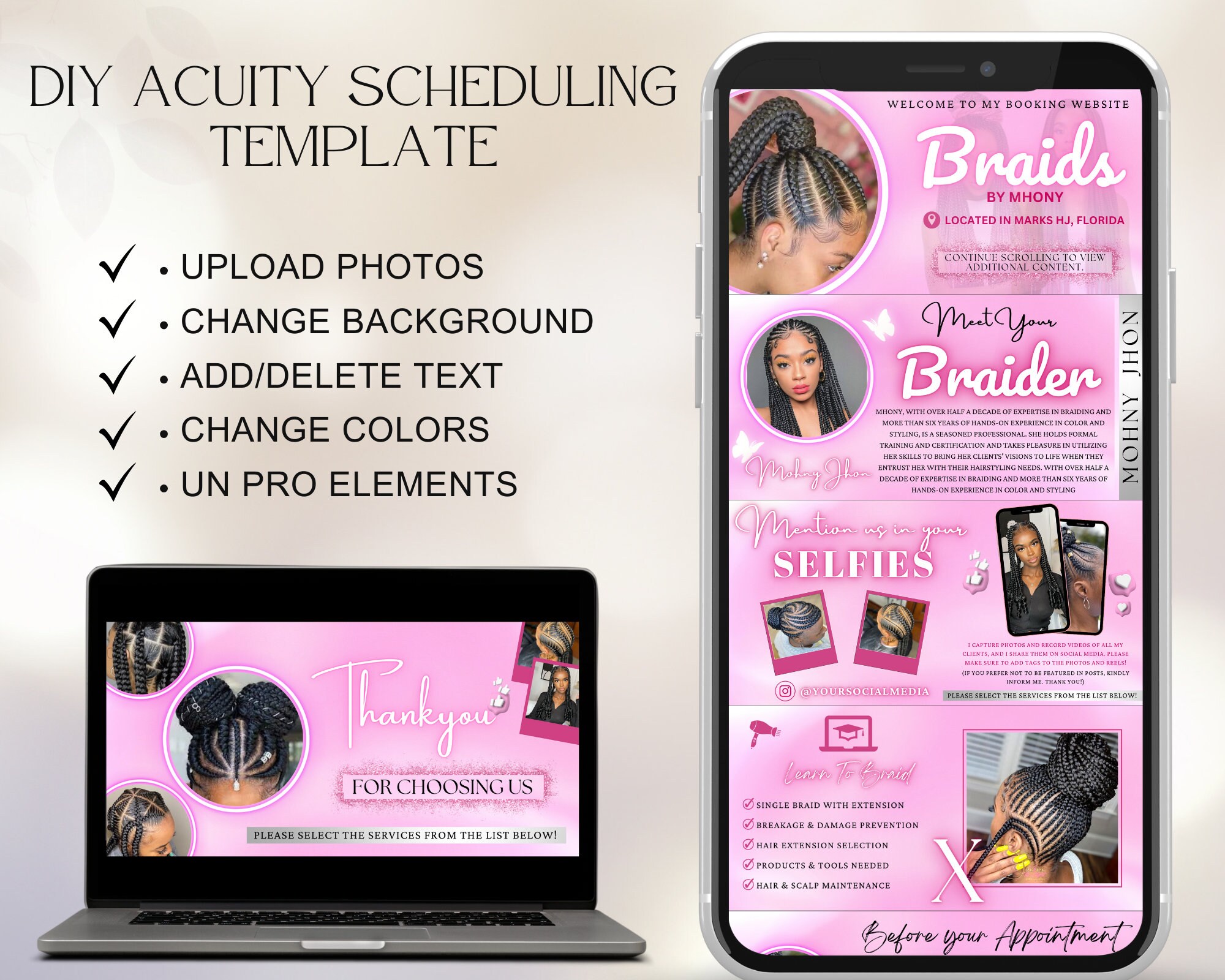 11 Braids Stylist Acuity Scheduling Template Braid Stylist Branding ...