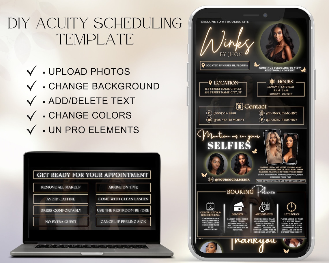 06 Editable Acuity Template Hair Stylist Acuity Scheduling - Etsy