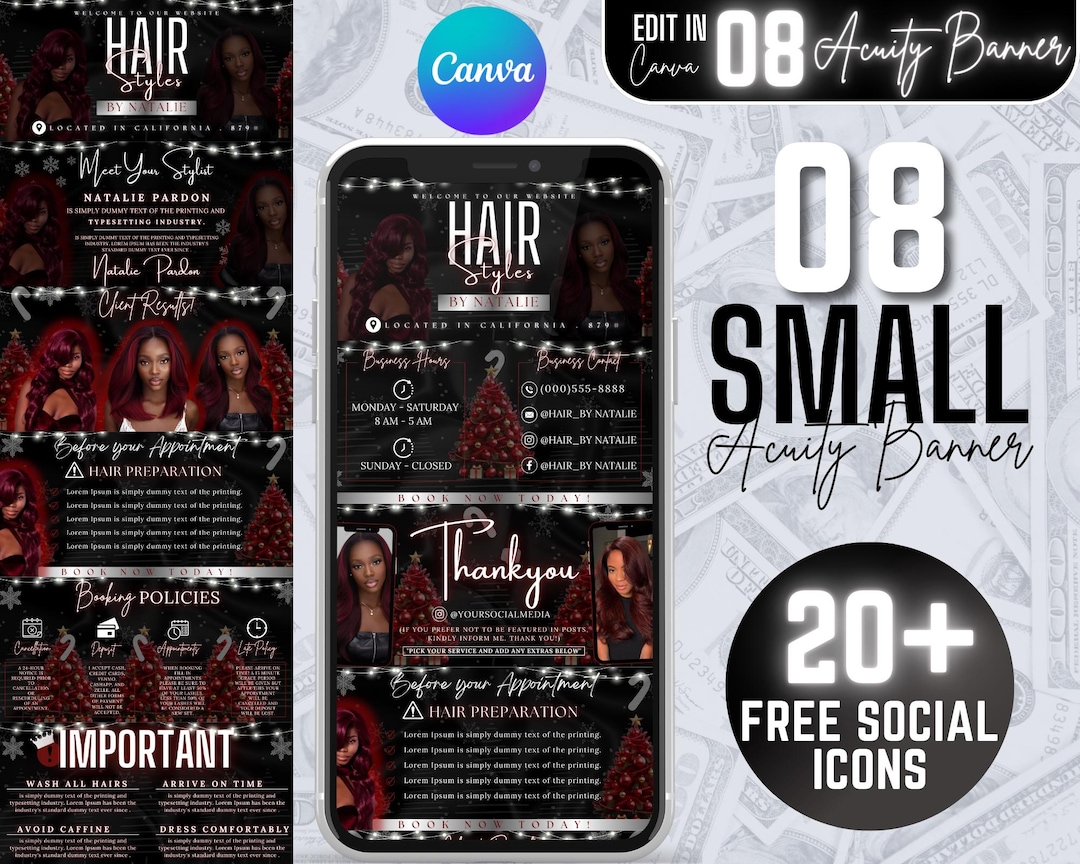 08 Christmas Editable Acuity Template, Hair Stylist Acuity Scheduling ...